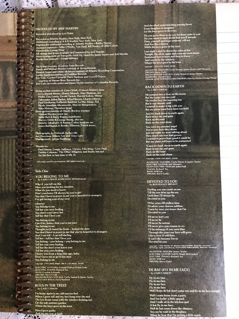 Carly Simon Boys in the Trees Album Cover Notebook – A Victorian Revolution