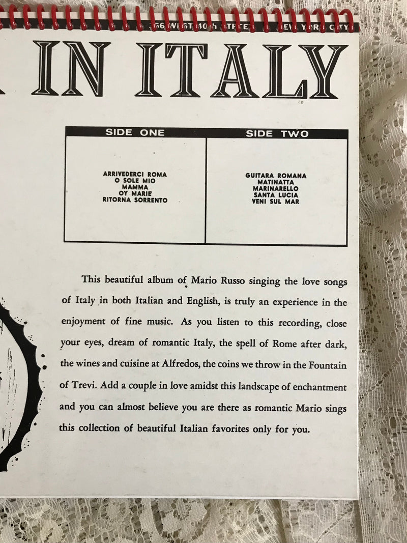 Fiesta in Italy Album Cover Notebook – A Victorian Revolution
